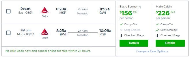 MSP - BWI | Thrifty Traveler