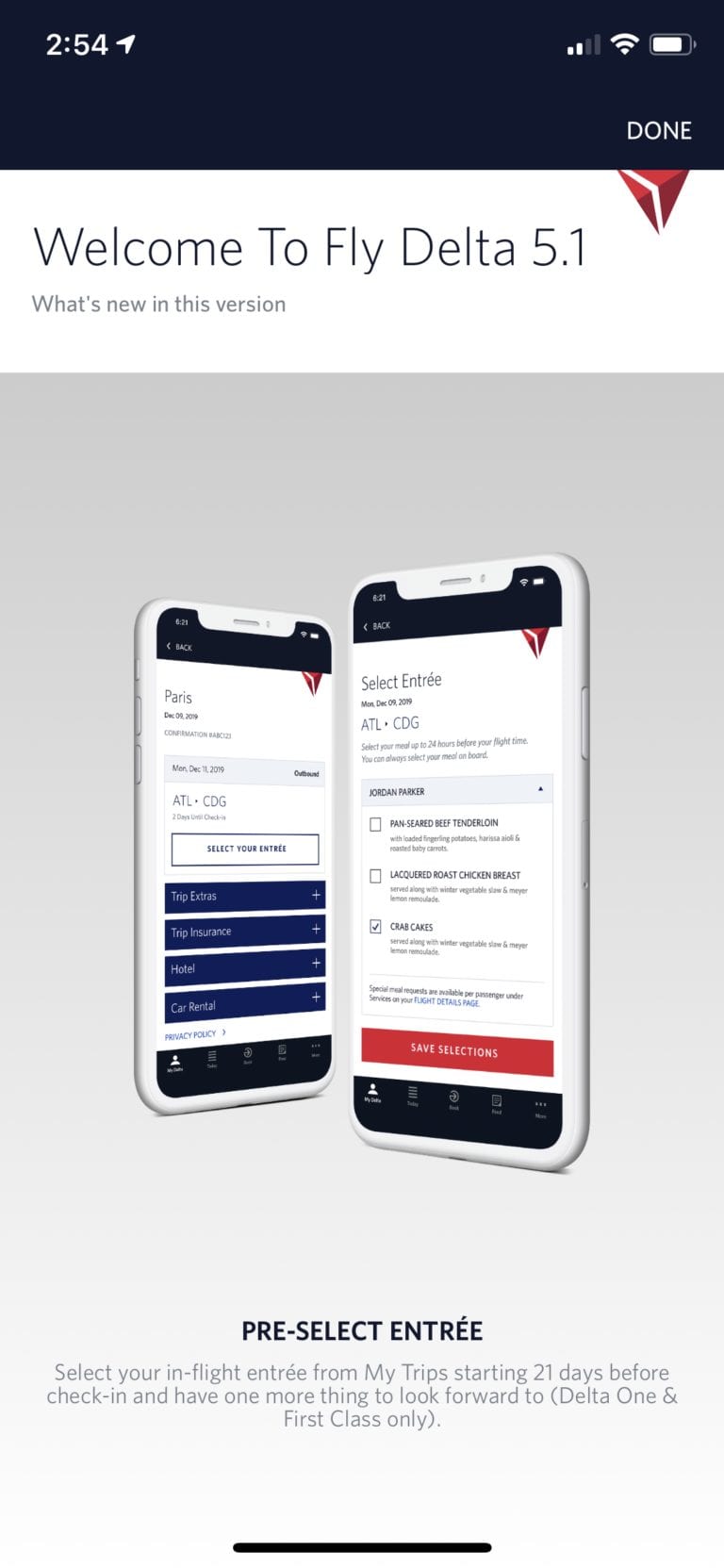 Delta Adds First Class Meal Selection to Mobile App