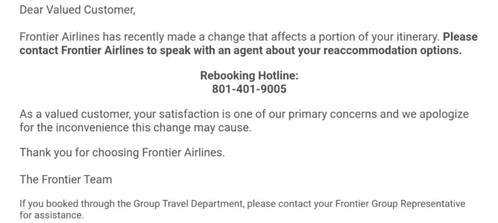 Frontier Mistakenly Sent A Mass Cancellation Email to Travelers