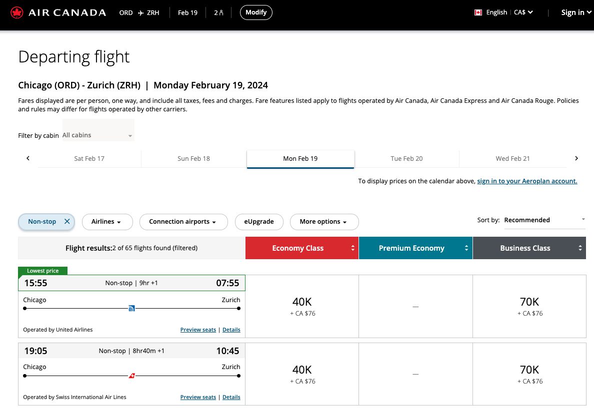 United Flexible Date Award Search: Old Calendar View