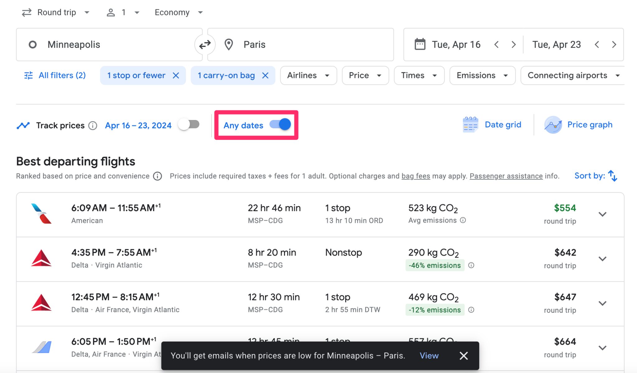 How to Use Google Flights Price Alerts | Thrifty Traveler