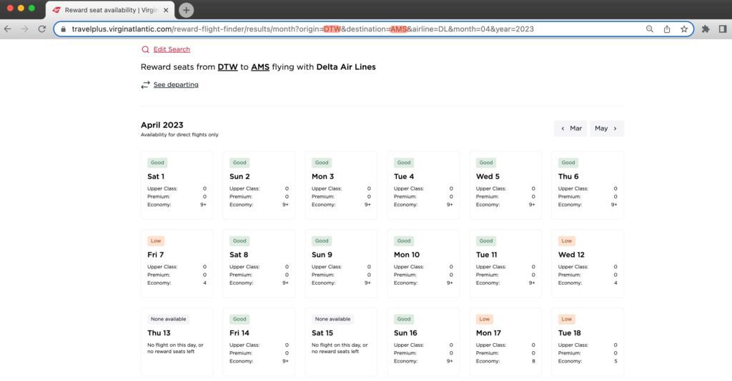 Virgin Atlantic Launches Great 'Reward Seat Checker' for Using Points