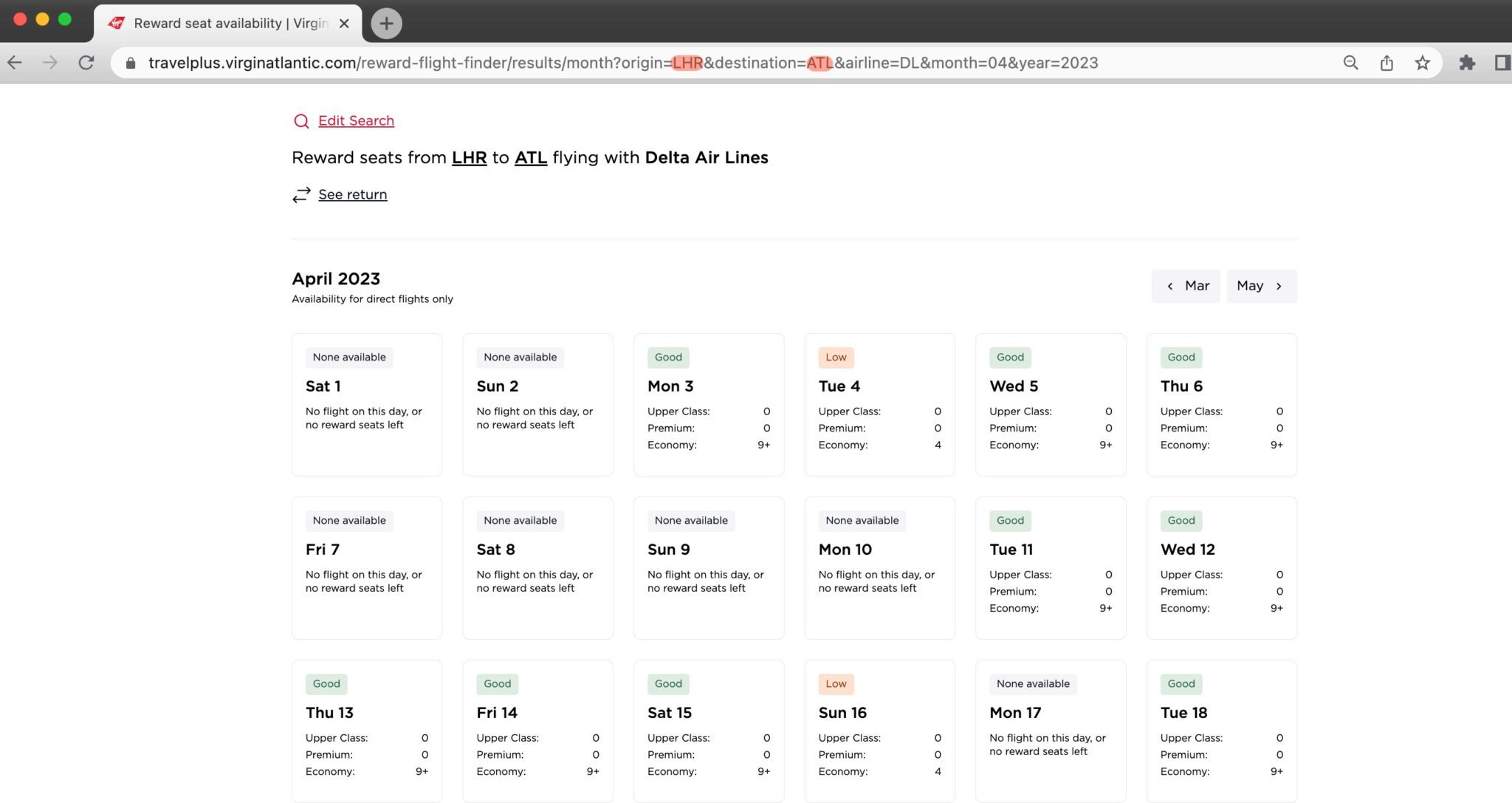Virgin Atlantic Launches Great 'Reward Seat Checker' for Using Points