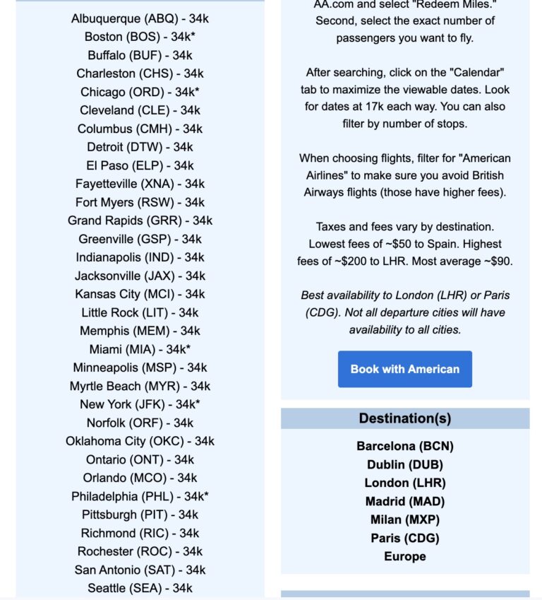 Rare AA Miles Flash Sale: Fly to Europe Next Year for 34K Miles RT!