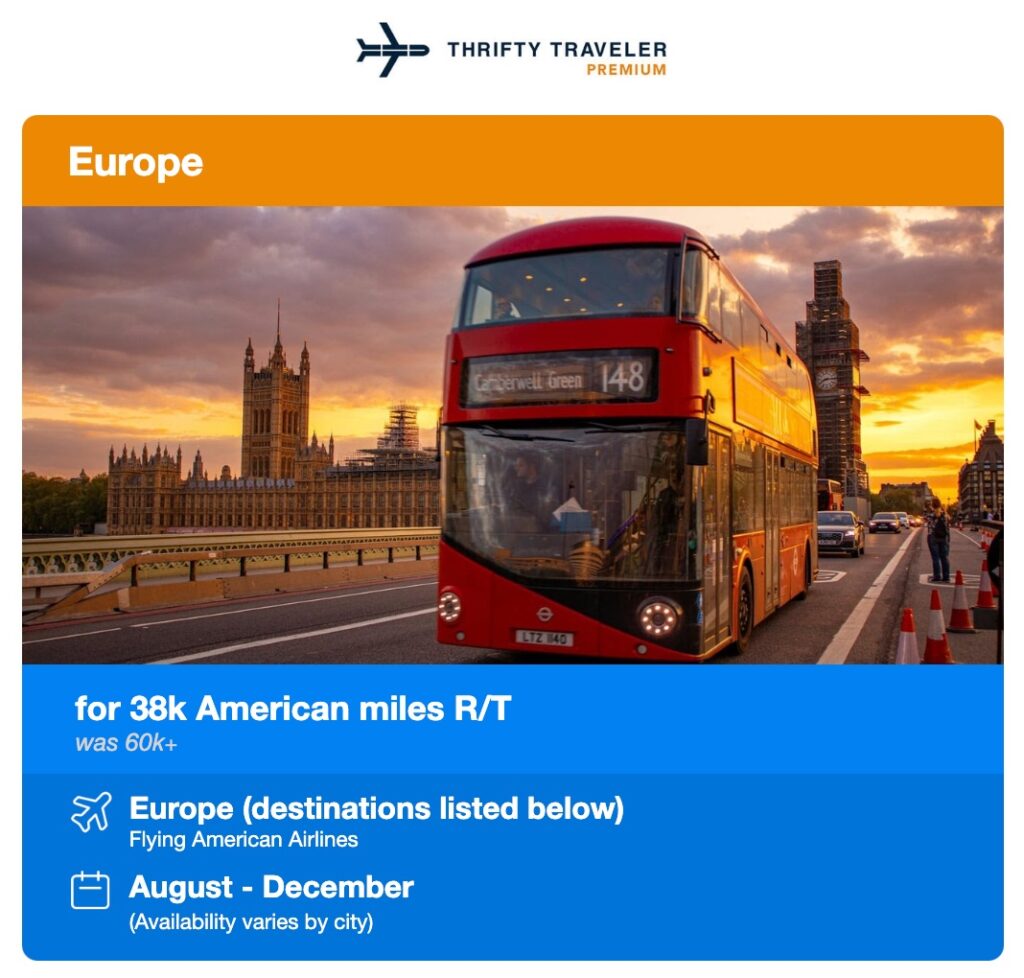 Amazing AA Deal: Europe for 38K Miles RT, Including Summer!
