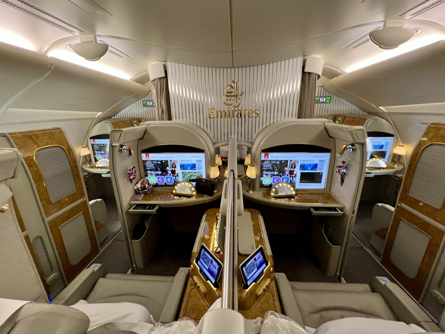 A Suite & Shower Over the Atlantic: Emirates First Class Review, Milan ...