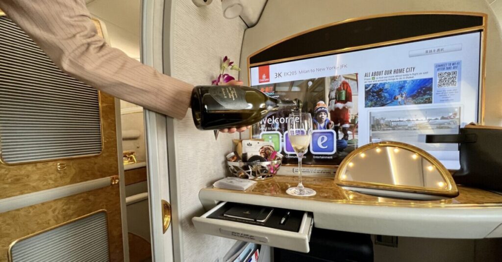 A Suite & Shower Over the Atlantic: Emirates First Class Review, Milan ...