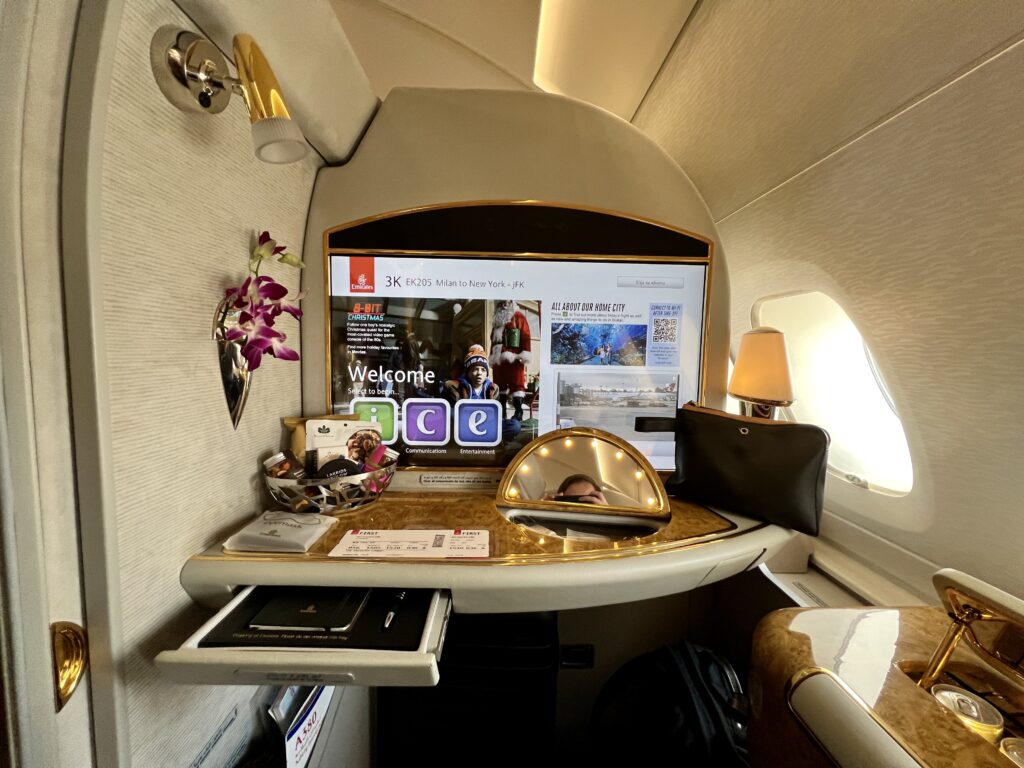 A Suite & Shower Over the Atlantic: Emirates First Class Review, Milan ...