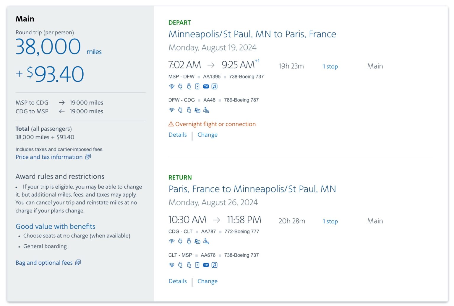 Amazing AA Deal: Europe for 38K Miles RT, Including Summer!