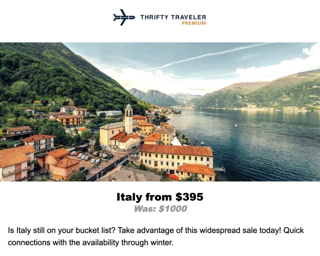 Lie-Flat or Economy, Flights to Italy are Cheaper Than Ever