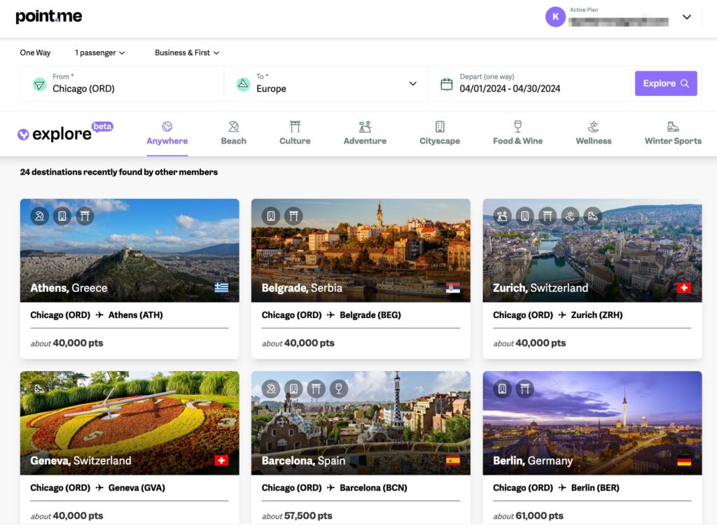 Award Search Tool point.me Levels Up with Flexible 'Explore' Feature