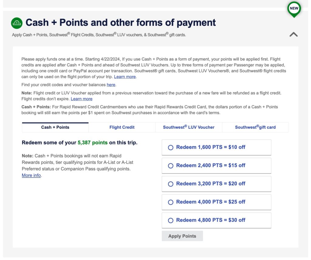 Southwest's Cash + Points Redemptions are Live ... & They're Terrible