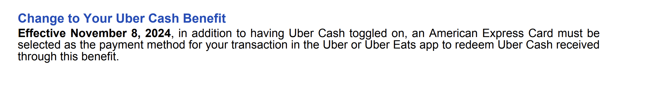Amex Adds Another Hoop to Use Uber Cash Benefits