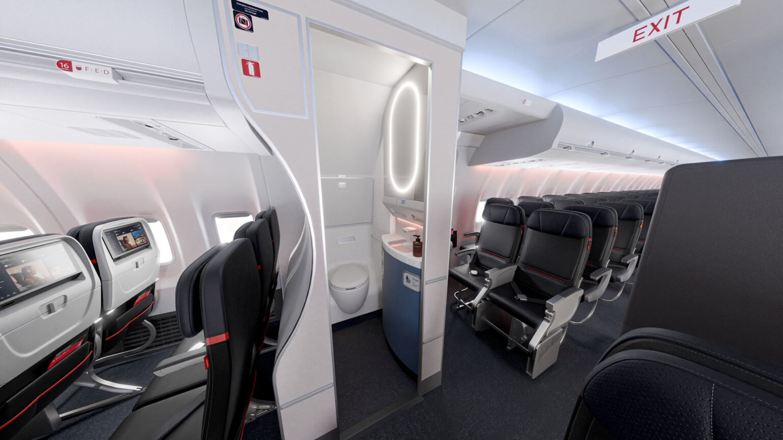 Delta Retouches Cabin with Darker Colors, Mood Lighting